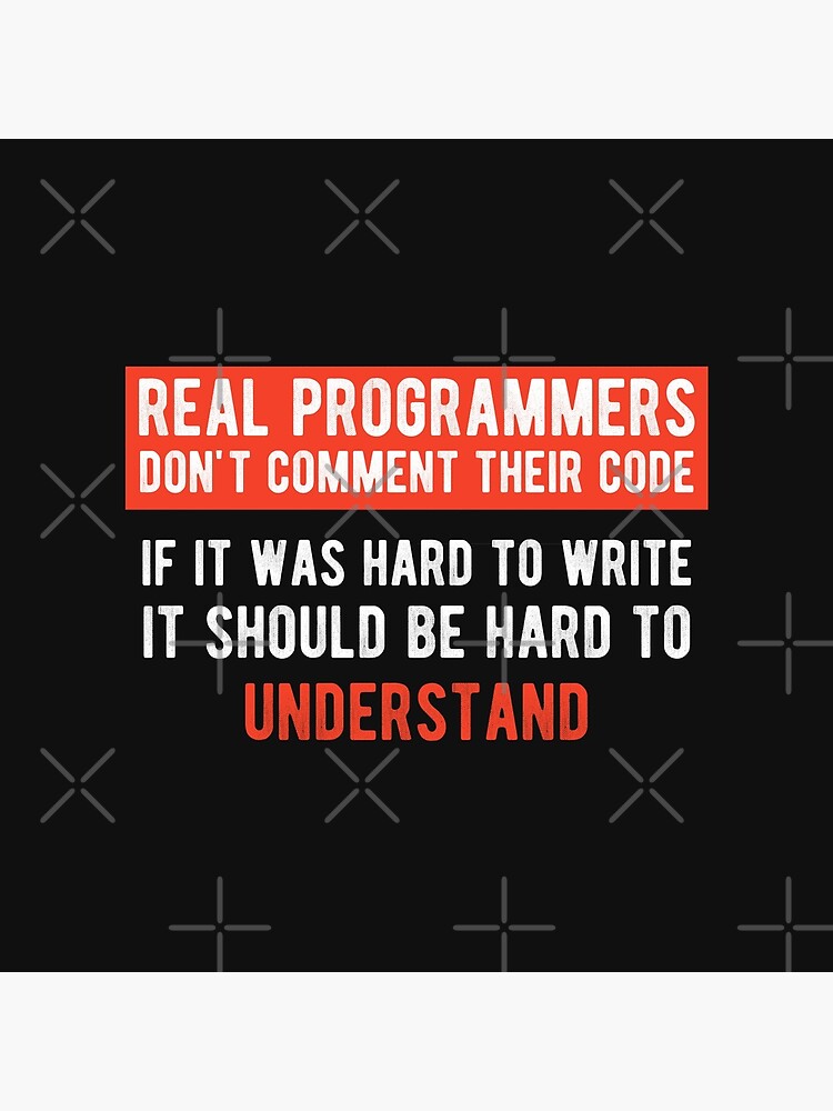 "Real Programmers Don't Comment - Funny Programming Jokes - Dark Color" Throw Pillow for Sale by ...