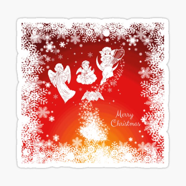 "Beautiful Flying Christmas Angels-White Snow-Red-Merry Christmas ...
