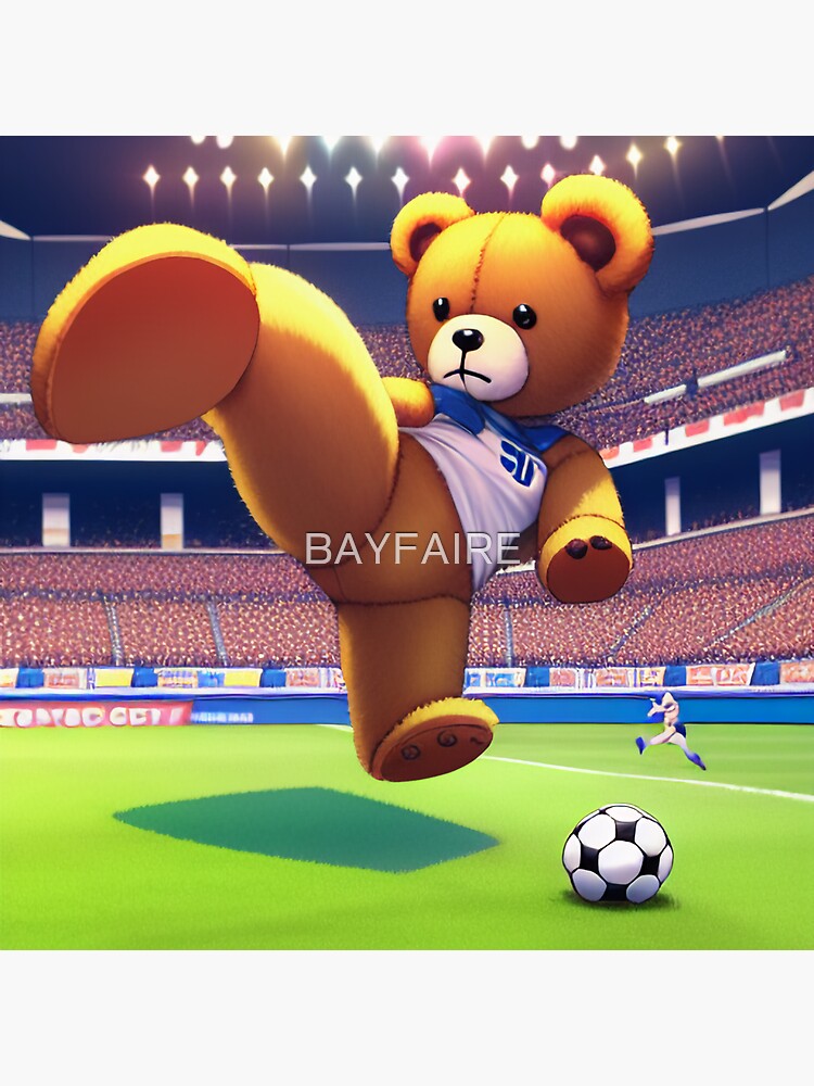 "Soccer Player Teddy Bear" Sticker for Sale by BAYFAIRE | Redbubble