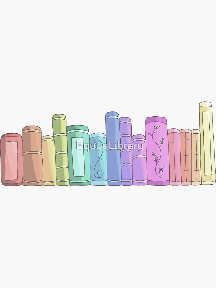 "Pastel Rainbow Book Collection" Sticker for Sale by EquusLibrary ...
