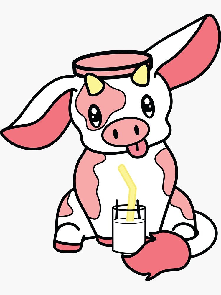 "Pink Cap Milk Cow" Sticker for Sale by AlaynaMoriah | Redbubble