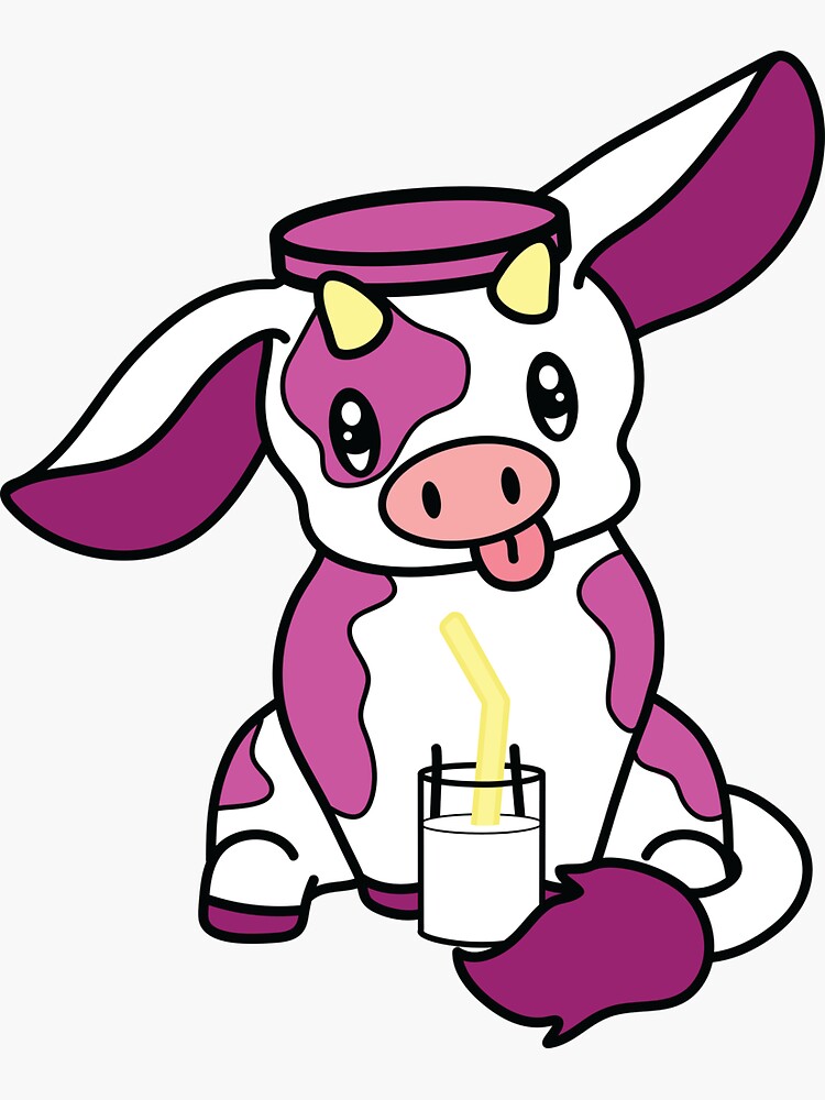 "Purple Cap Milk Cow" Sticker for Sale by AlaynaMoriah | Redbubble