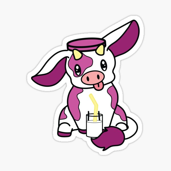 "Purple Cap Milk Cow" Sticker for Sale by AlaynaMoriah | Redbubble
