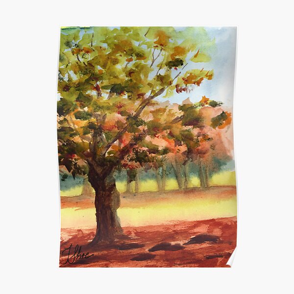 "Autumn Oak Tree" Poster for Sale by TaraShoemaker | Redbubble