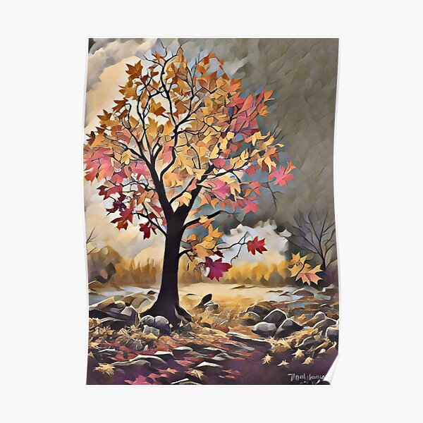 "Autumn tree painting" Poster for Sale by UnlockingDesign | Redbubble