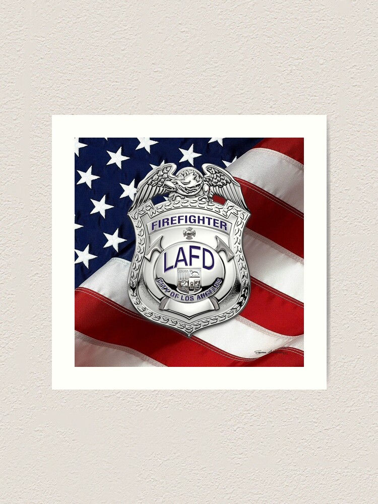 "Los Angeles Fire Department - LAFD Fire Fighter Badge over American ...