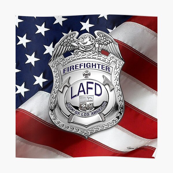 "Los Angeles Fire Department - LAFD Fire Fighter Badge over American ...