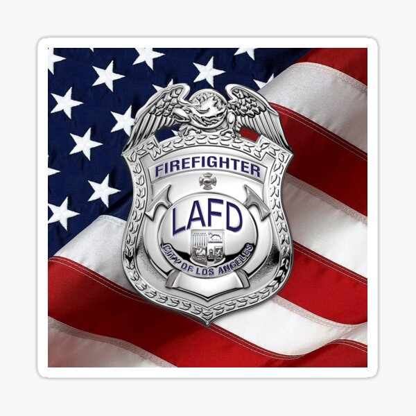 "Los Angeles Fire Department - LAFD Fire Fighter Badge over American ...