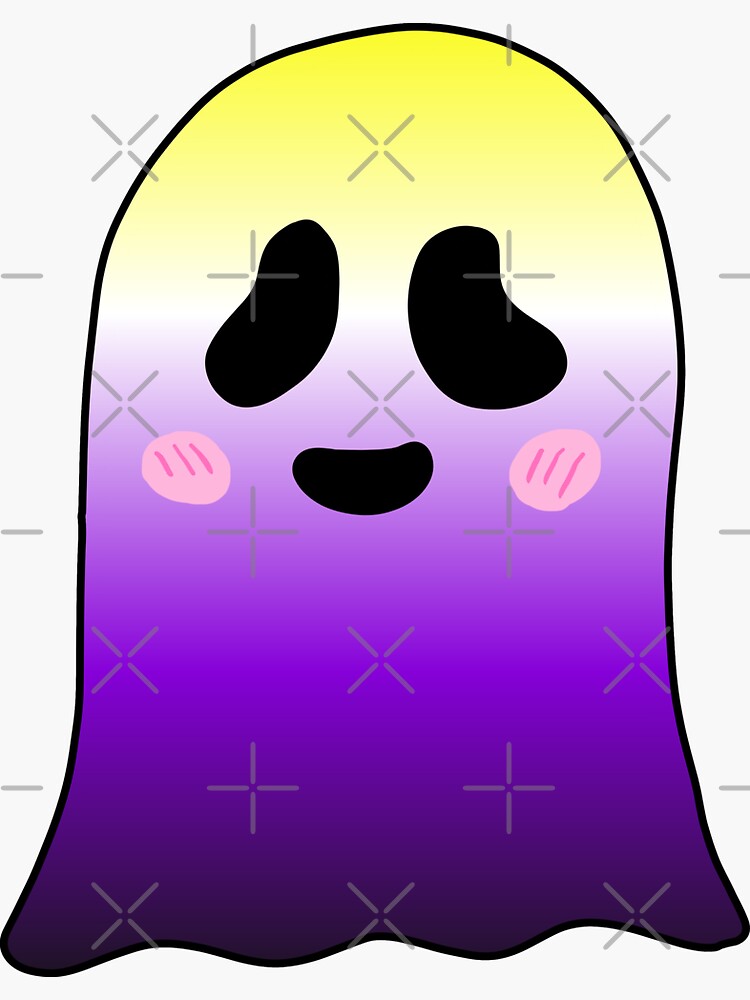 "Nonbinary Pride Cute Kawaii Cartoon Ghost " Sticker for Sale by Scoutisnothere | Redbubble