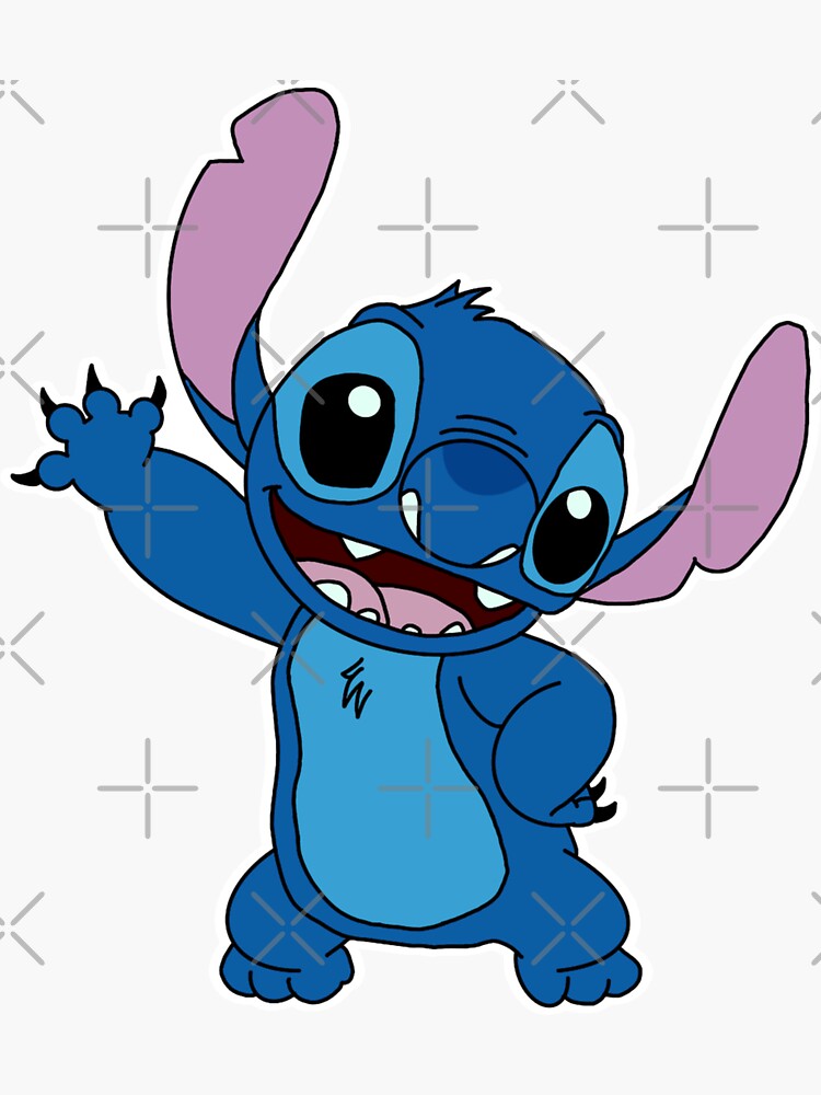 "Stich Waving" Sticker for Sale by MichalC | Redbubble