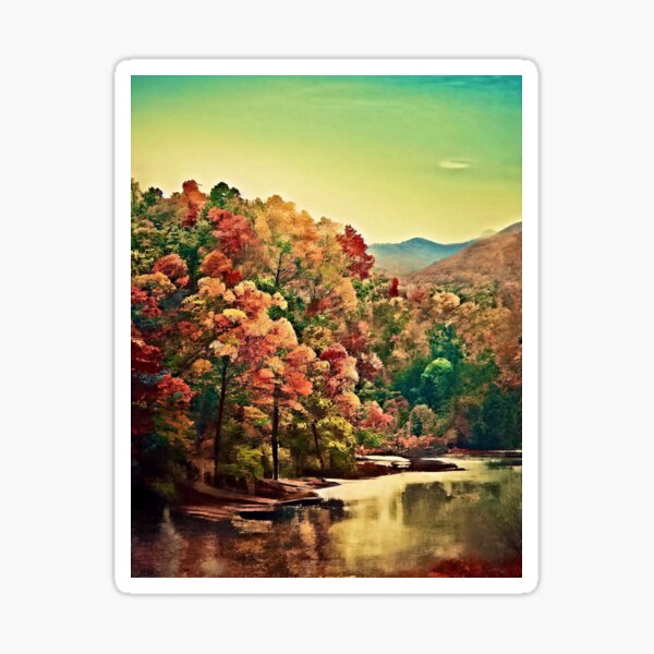 "Forest at fall, autumn colors in forest" Sticker for Sale by ...