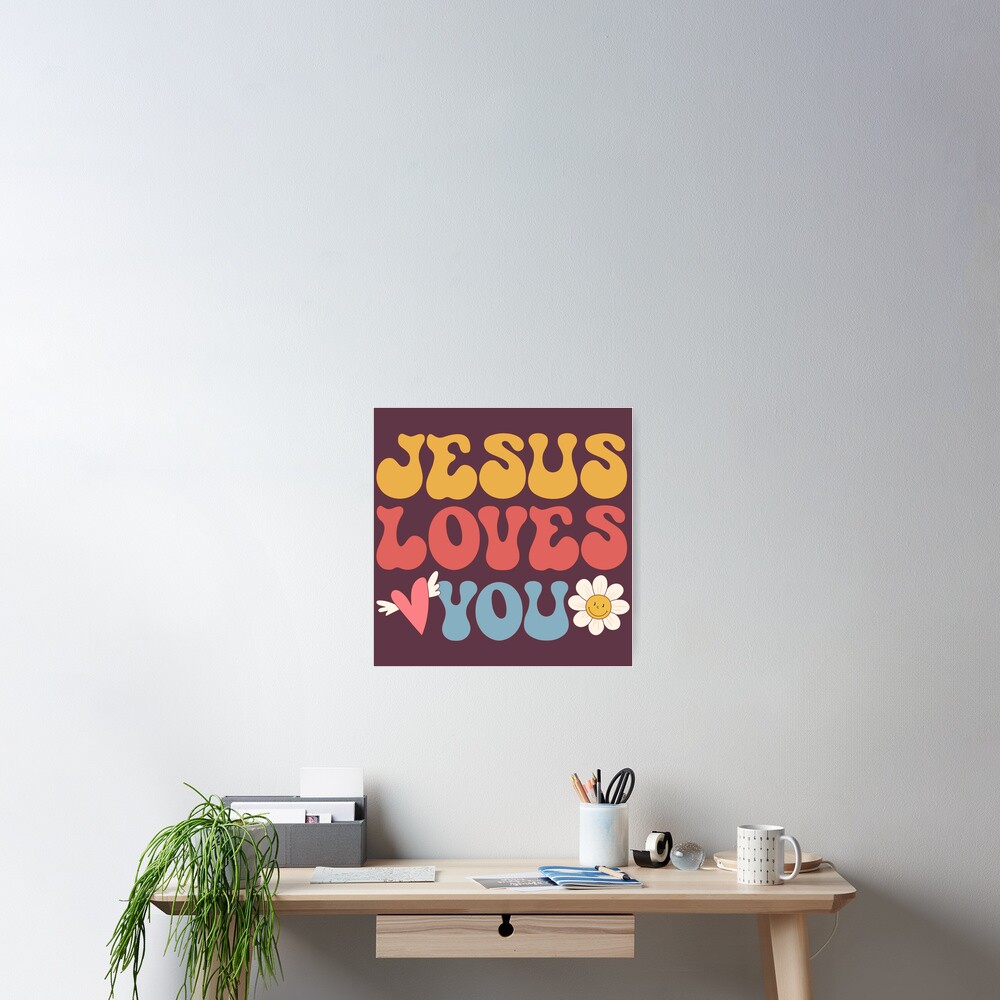 "Groovy Jesus Loves You Christian 70's Hippie" Art Board Print for Sale ...