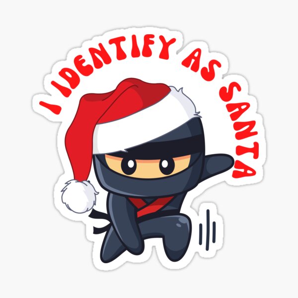 "I Identify As Santa Cute Ninja Funny Christmas Pajamas X-Mas" Sticker ...