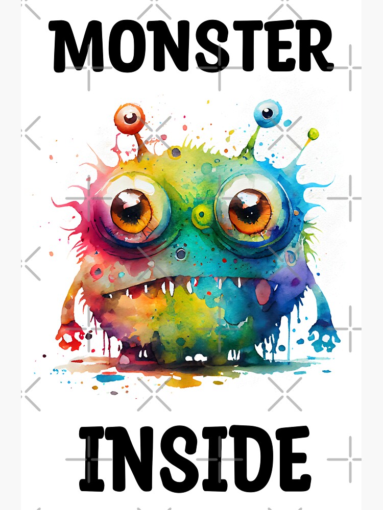 "Monster Inside Cute Watercolor Bright Rainbow Colors Monster " Sticker ...