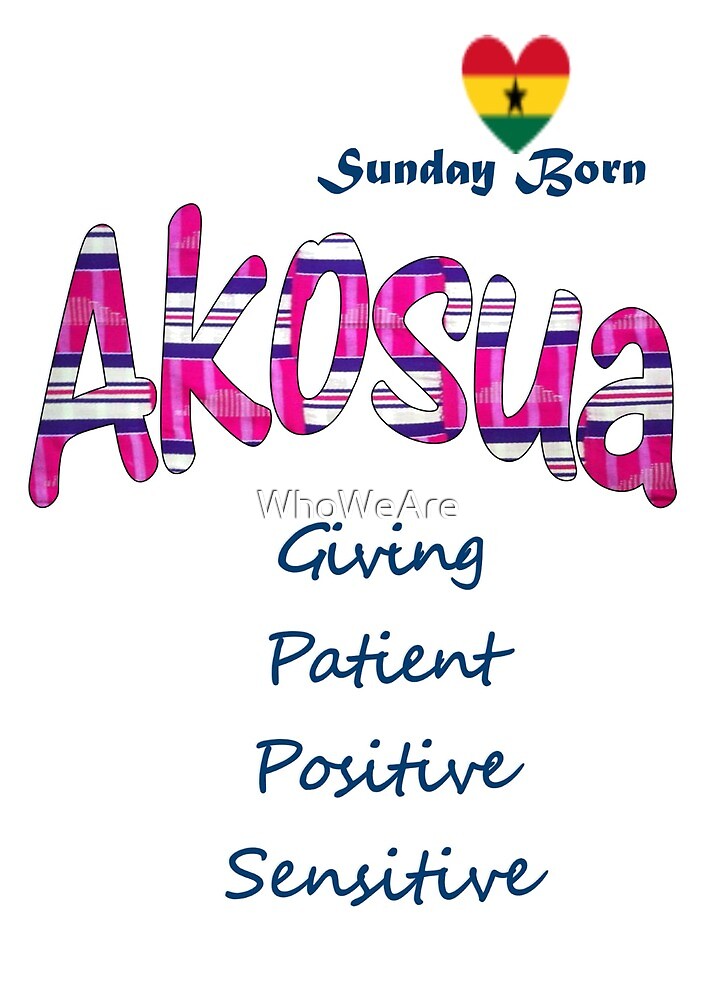 "Sunday Born Ghanaian Female Name 'Akosua' in pink" by WhoWeAre | Redbubble