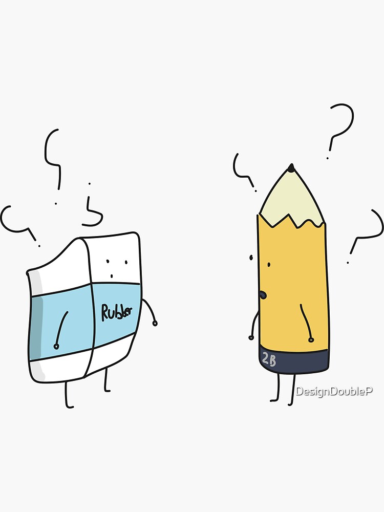 "Animated rubber and pencil" Sticker for Sale by DesignDoubleP | Redbubble