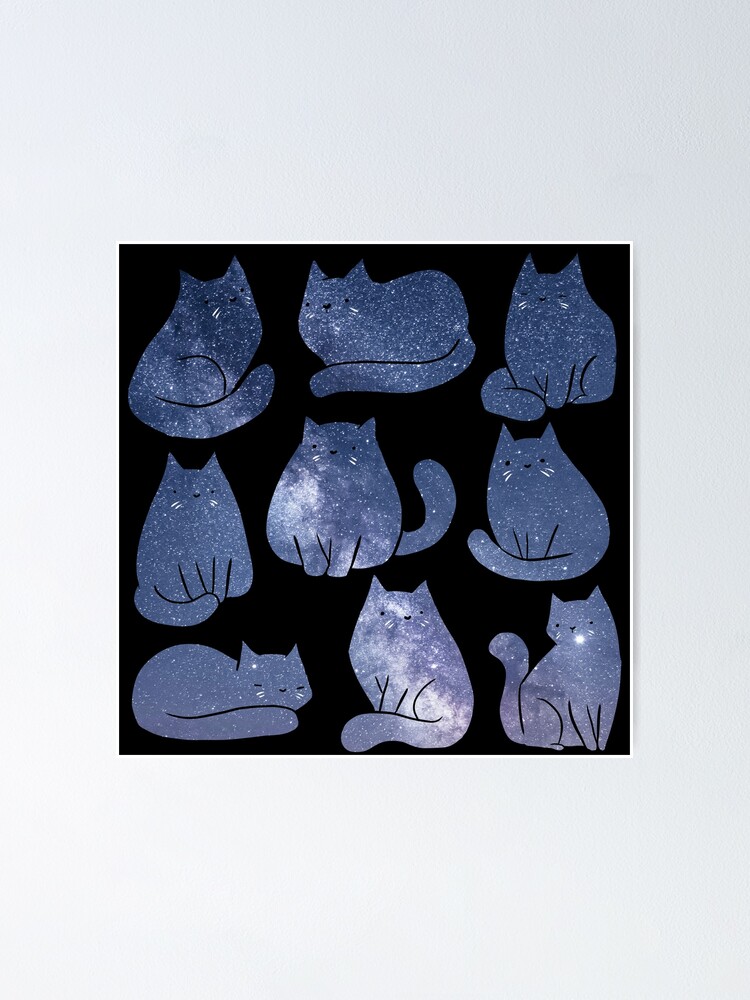 "star space cats - cute space cosmic cats illustration " Poster for ...