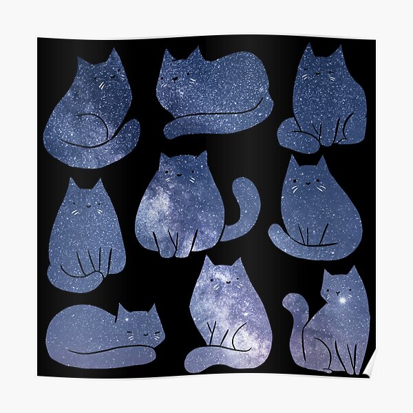 "star space cats - cute space cosmic cats illustration " Poster for ...
