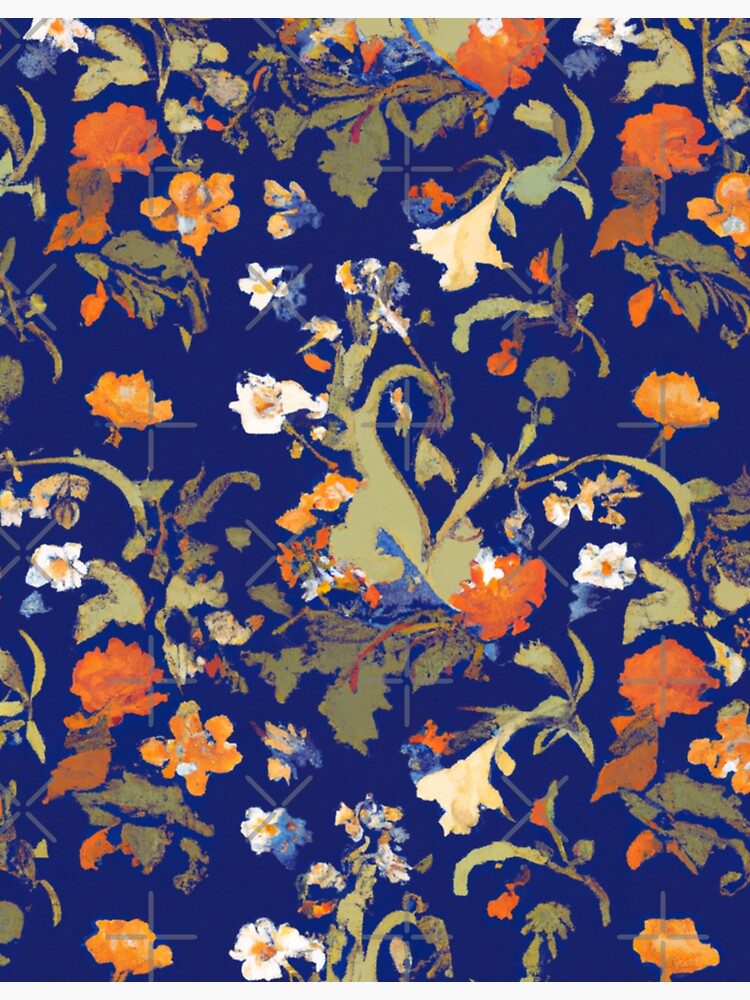 "Midnight Blue Flowers" Sticker for Sale by orangepopdes | Redbubble