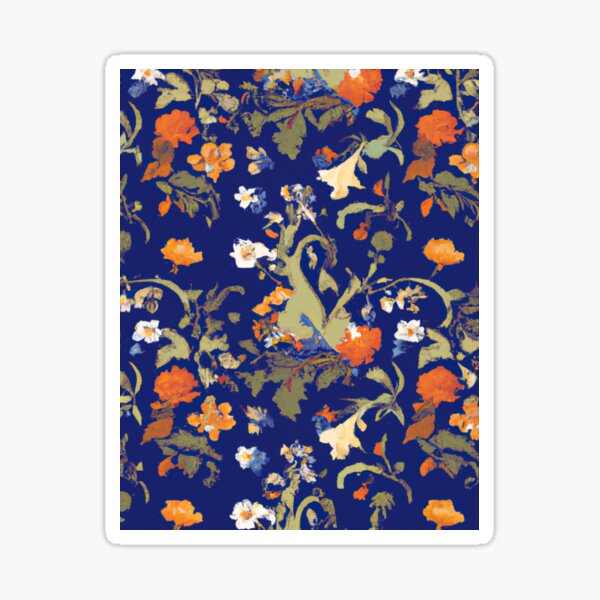 "Midnight Blue Flowers" Sticker for Sale by orangepopdes | Redbubble