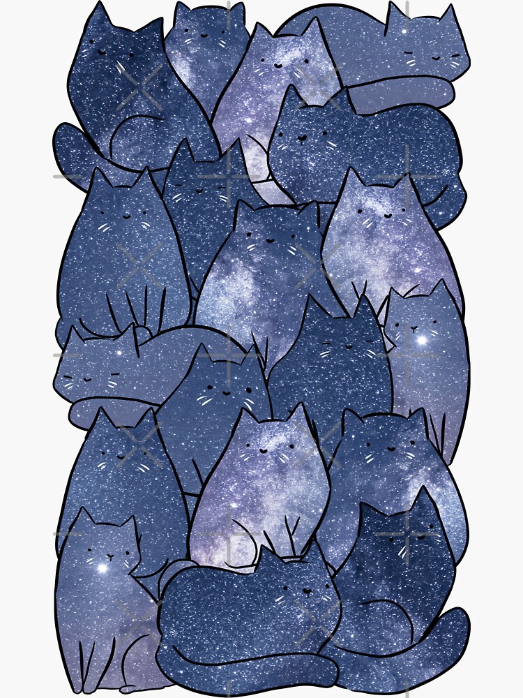 "Cute space star cats illustration blue version " Sticker for Sale by ...