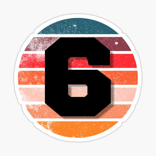 "6 Number Vintage Retro Sunset Six Years Old Birthday Sport Squad ...