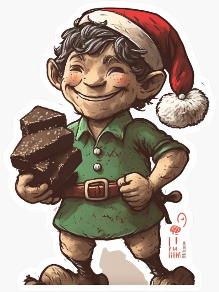 "Christmas Elf holding Coal Sticker" Sticker for Sale by Itis-Whatitis ...