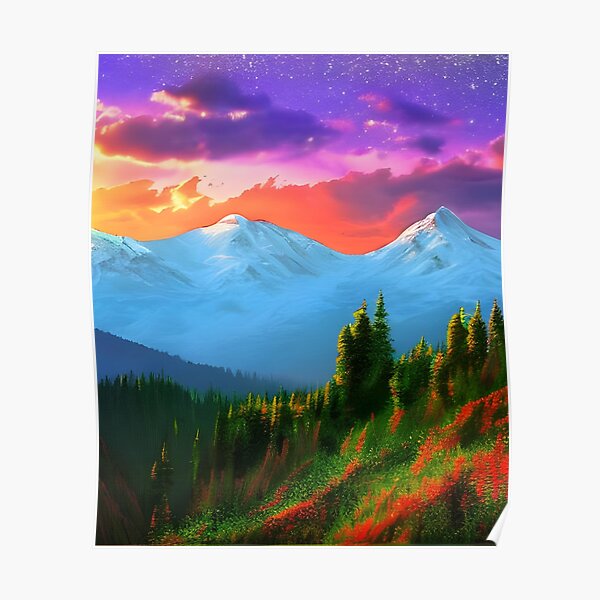 "Mountain Sunset Background" Poster for Sale by CorneliusDesign | Redbubble