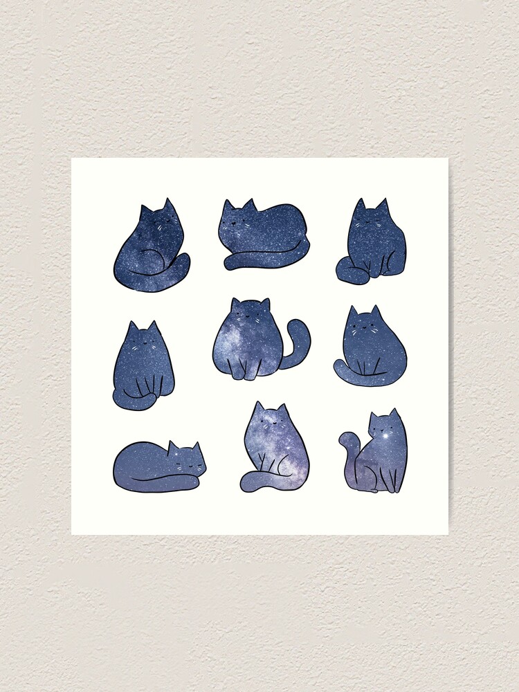 "Cute space blob cats - cute space cosmic cats illustration pack" Art ...