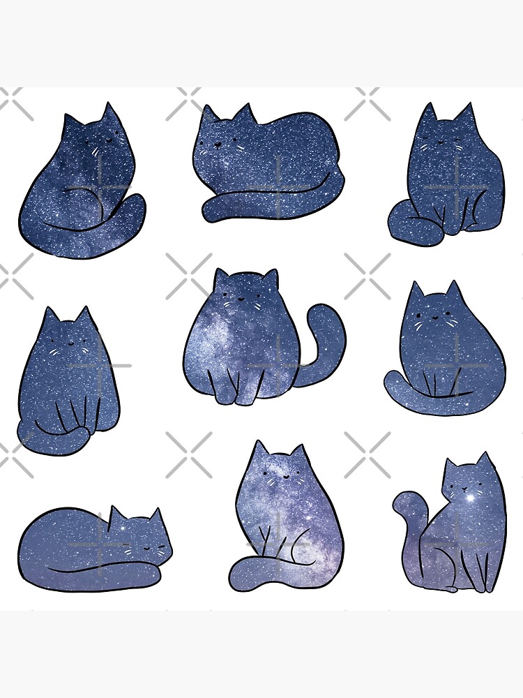 "Cute space blob cats - cute space cosmic cats illustration pack ...