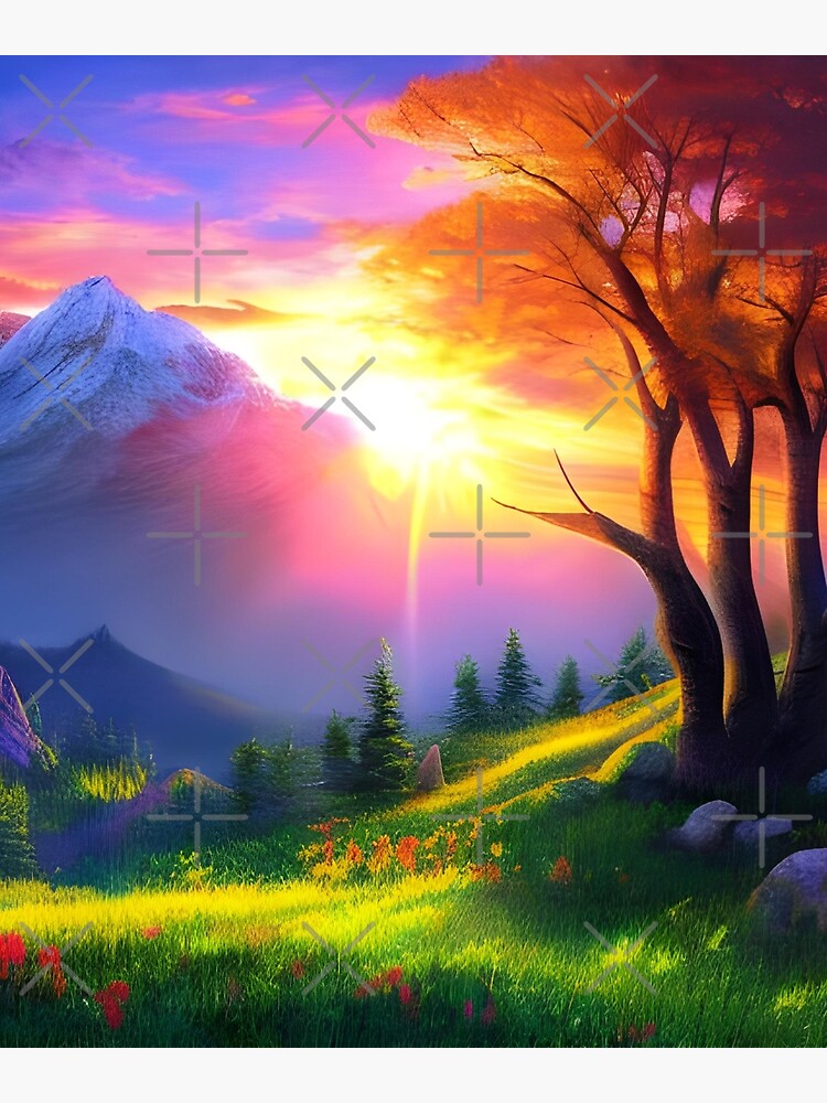 "Mountain Sunset Background" Poster for Sale by CorneliusDesign | Redbubble