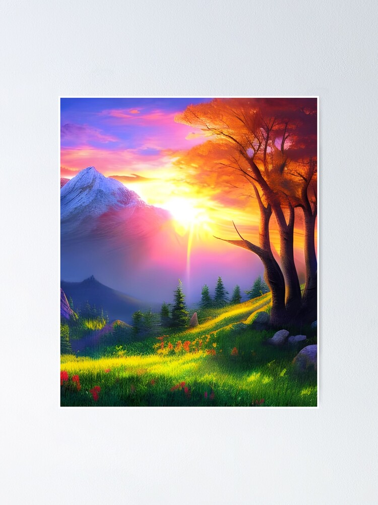 "Mountain Sunset Background" Poster for Sale by CorneliusDesign | Redbubble