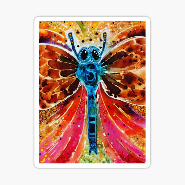 "Enchanted Dragonfly Whimsical Colorful Art by Sharon Cummings" Sticker ...