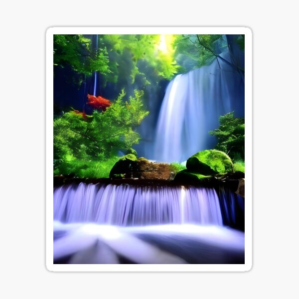 "Beautiful Waterfalls Artwork" Sticker for Sale by CorneliusDesign ...