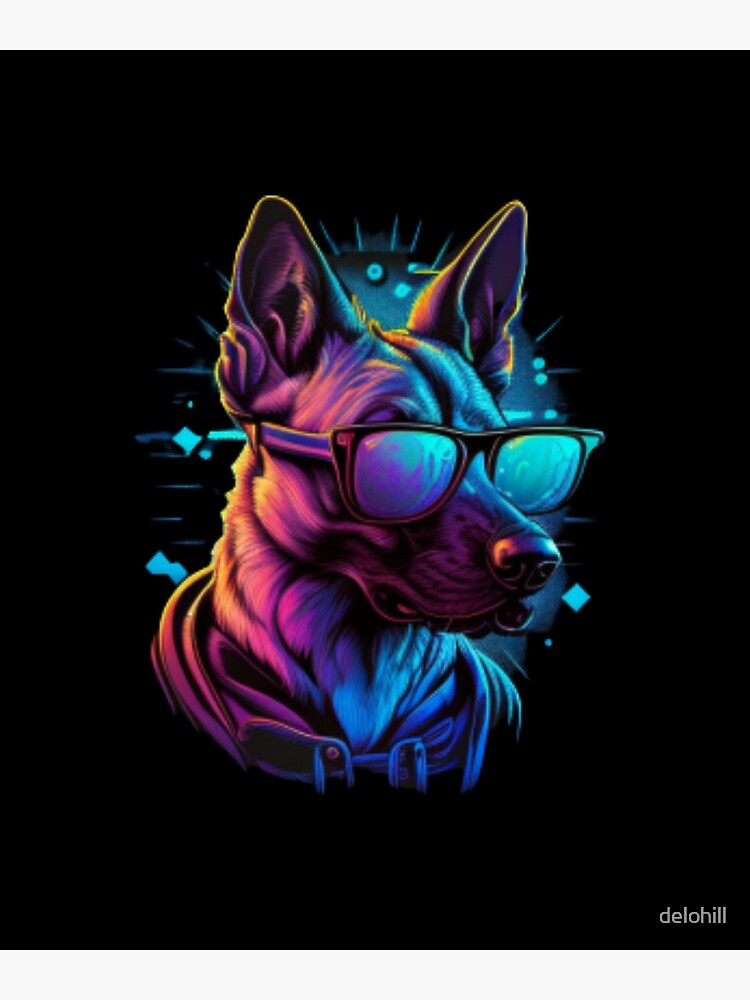 "Retro Wave Dog With Glasses 80s Character Design" Poster for Sale by ...