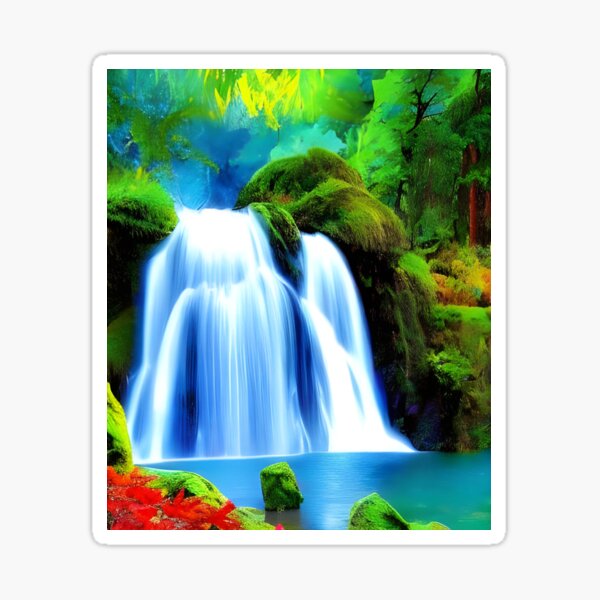 "Beautiful Waterfalls Artwork" Sticker for Sale by CorneliusDesign ...
