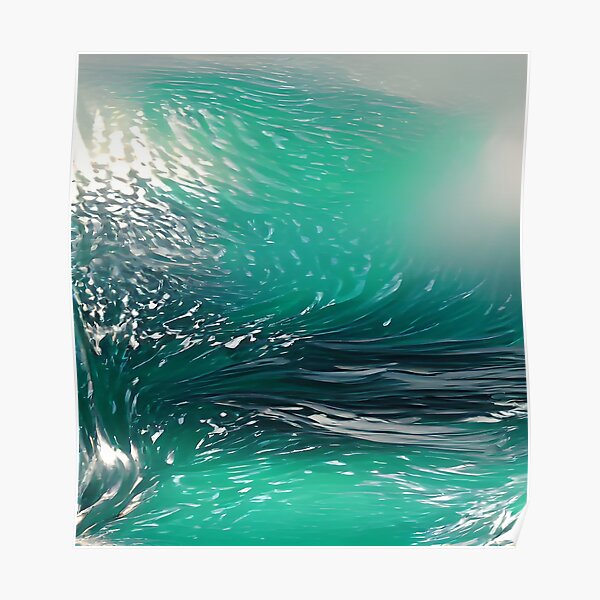 "Ocean Tidal Wave with Aqua Blue Waters " Poster for Sale by ...