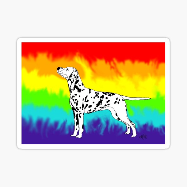 "Dalmatian on rainbow background 070" Sticker for Sale by ...