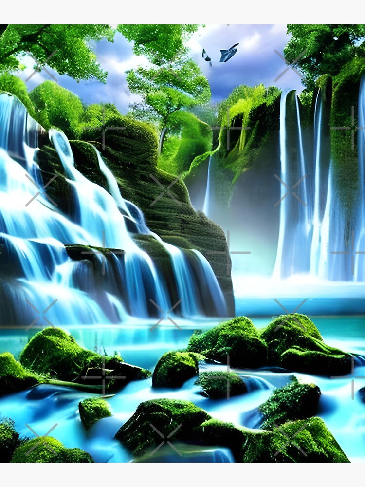 "Beautiful Waterfalls Wallpaper" Sticker for Sale by CorneliusDesign ...