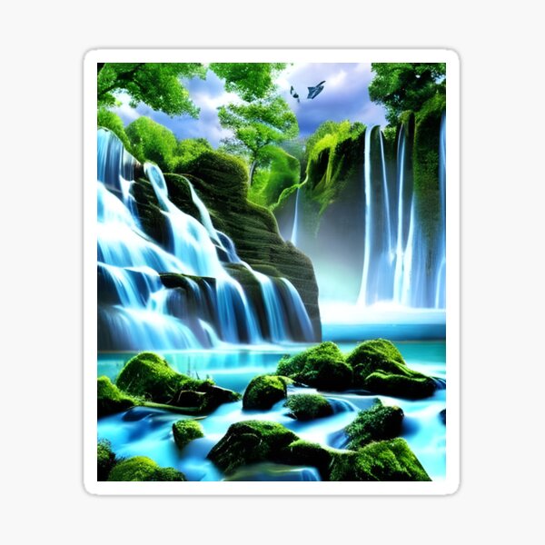 "Beautiful Waterfalls Wallpaper" Sticker for Sale by CorneliusDesign ...