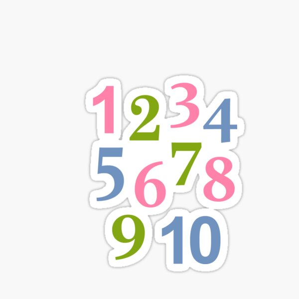 "Numbers! Pink, Green and Blue - For Young Children" Sticker for Sale ...