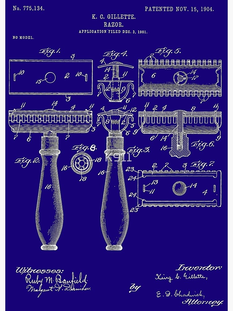 "Gillette Razor Patent" Poster for Sale by K911 | Redbubble