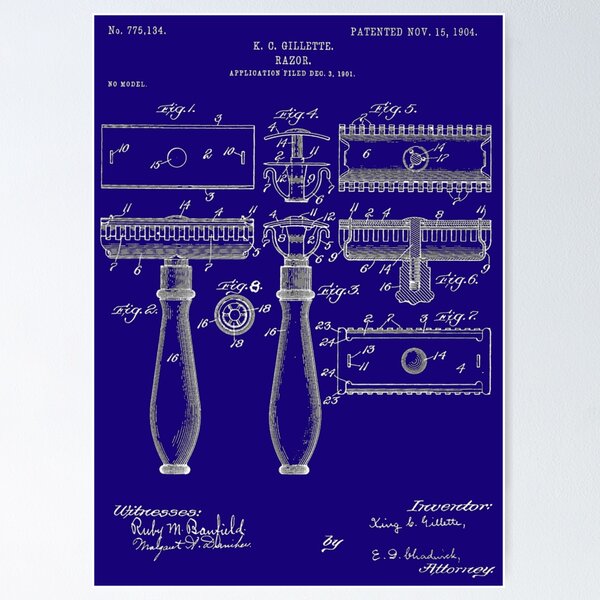 "Gillette Razor Patent" Poster for Sale by K911 | Redbubble