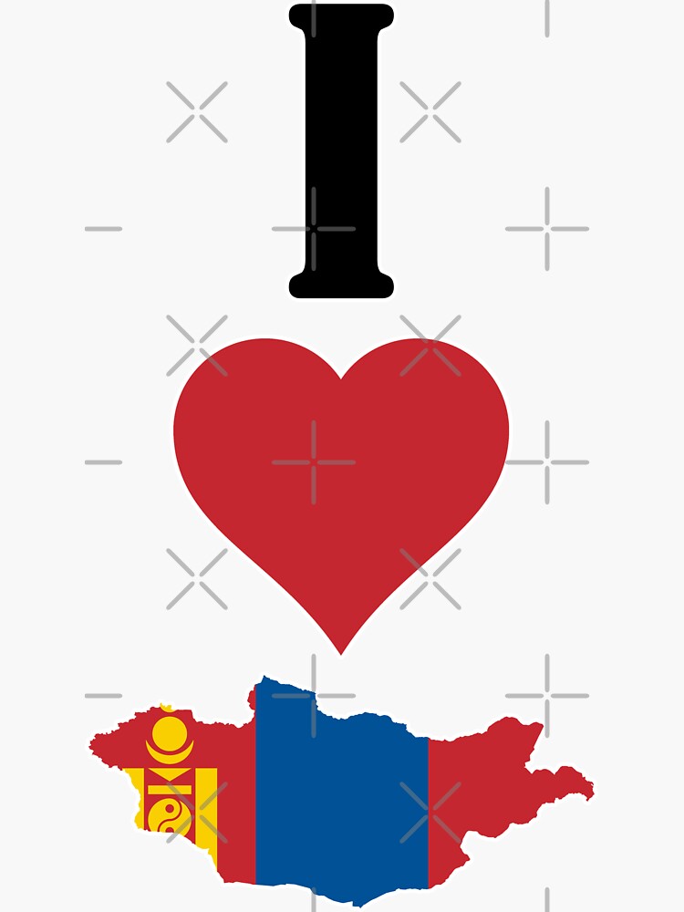 "I Love Mongolia Vertical I Heart Mongolian National Flag Map" Sticker ...