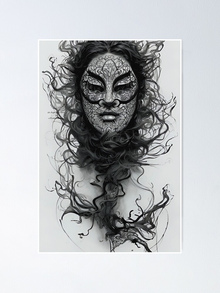 "Japanese Masquerade Mask" Poster for Sale by Ai-Artz | Redbubble
