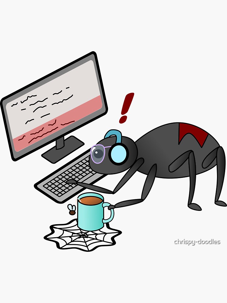 "Spider the Code Debugger" Sticker for Sale by chrispy-doodles | Redbubble