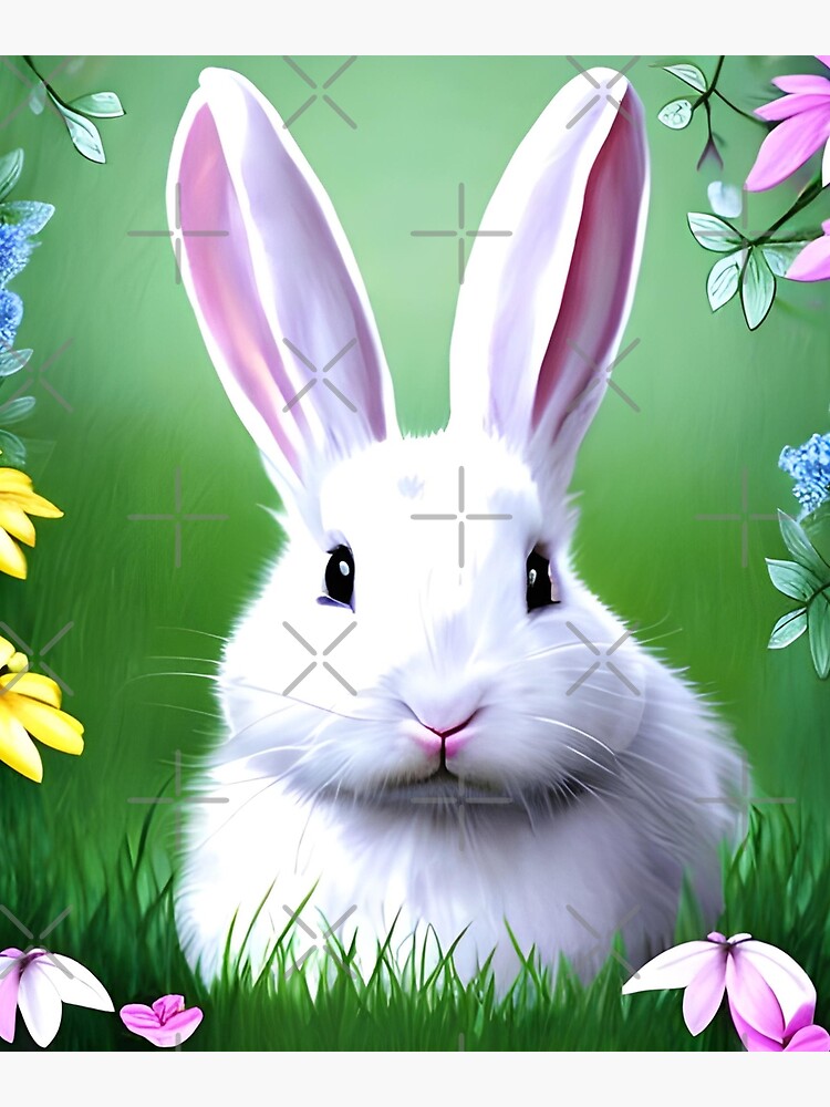 "White Cute Bunny" Poster for Sale by CorneliusDesign | Redbubble