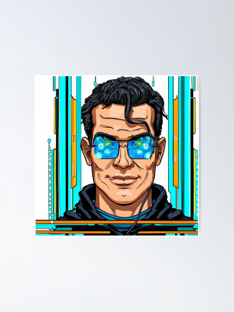 "Cool Cyberpunk Hacker in the Comic Book Style" Poster for Sale by ...