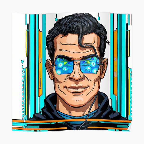 "Cool Cyberpunk Hacker in the Comic Book Style" Poster for Sale by ...