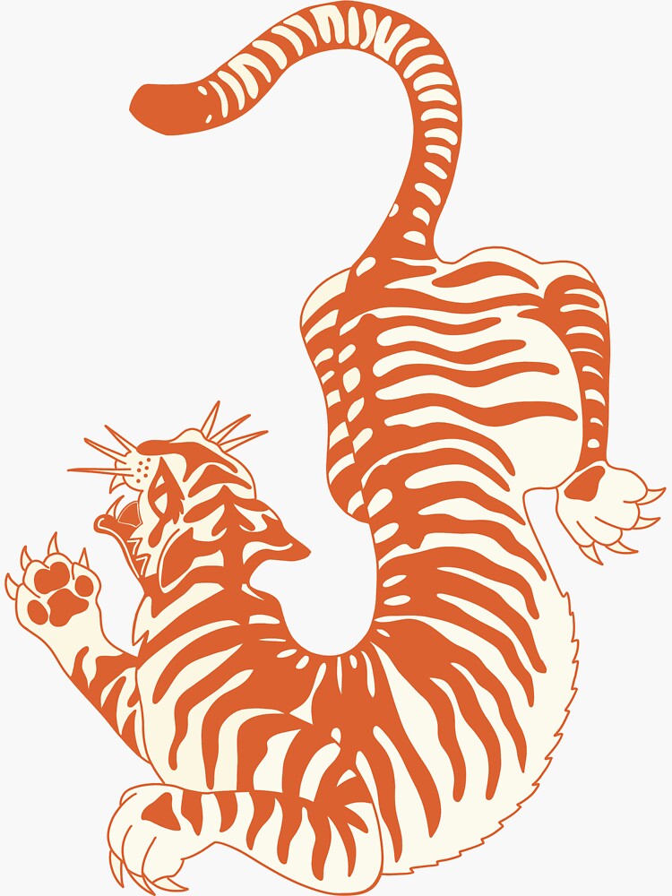 "Crawling Tiger " Sticker for Sale by ThreeDogDesign | Redbubble